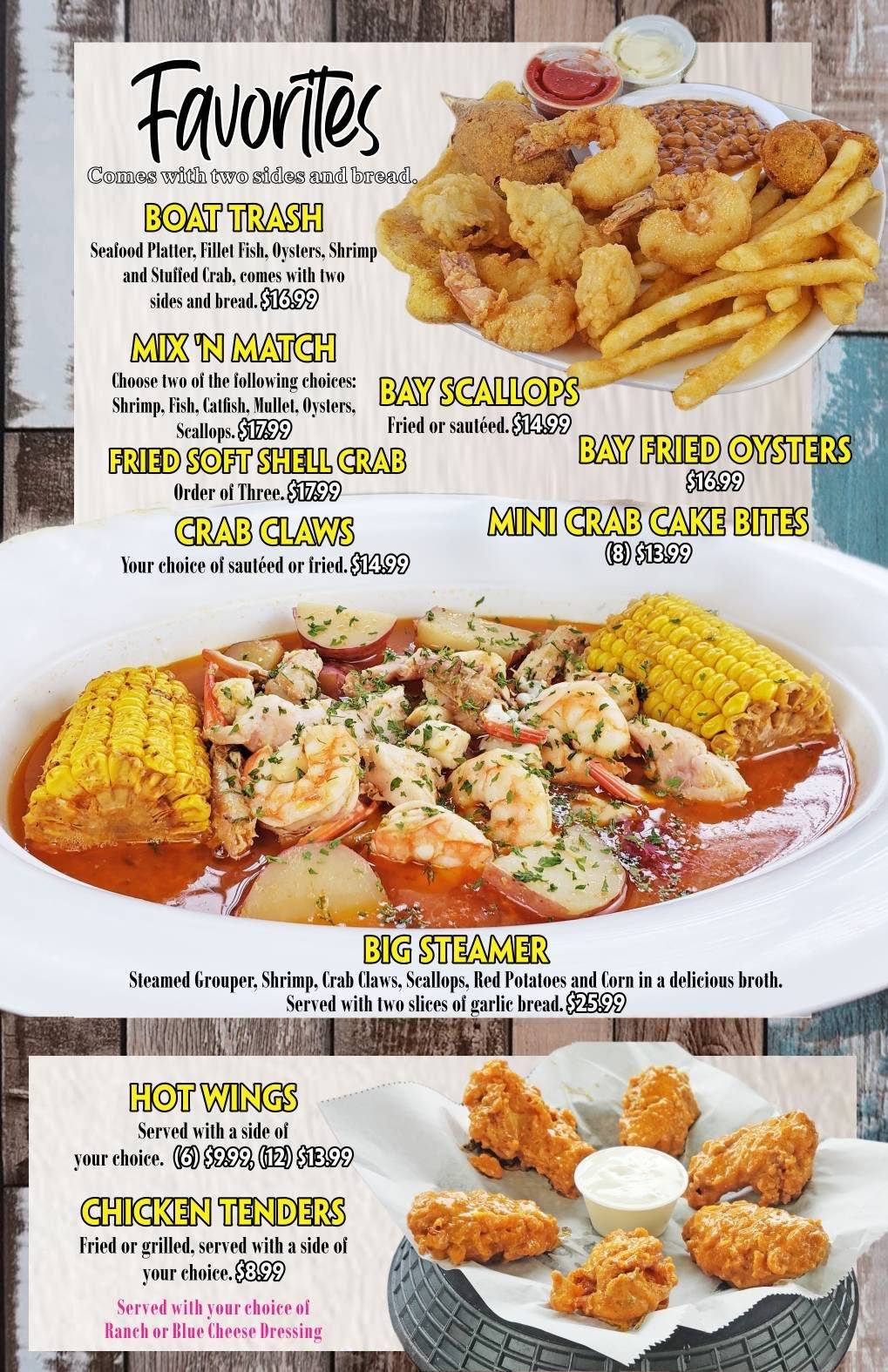 Menu at Castaway Seafood Restaurant, Bonifay