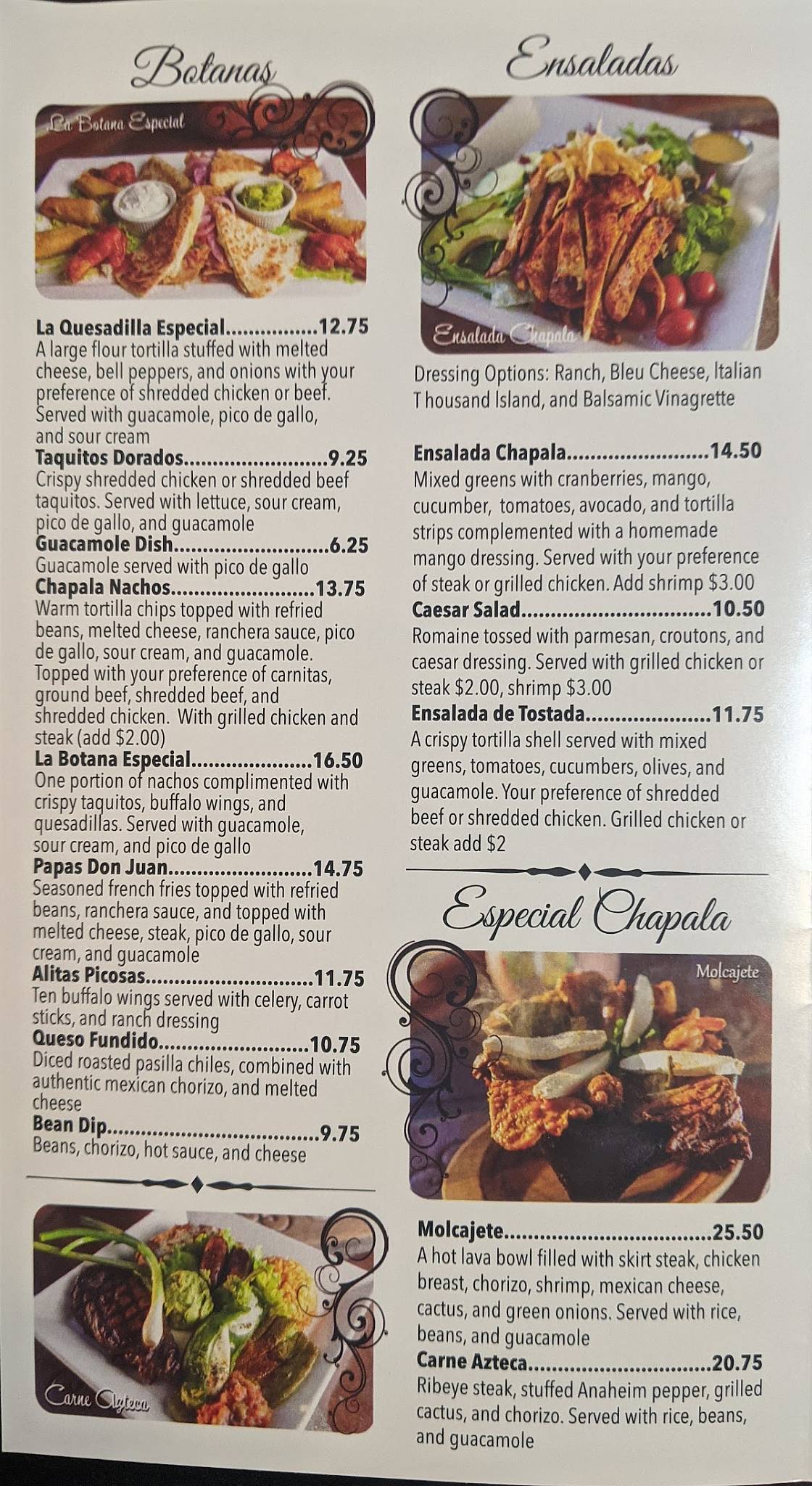 Menu at Chapala Mexican Restaurant, Santa Paula