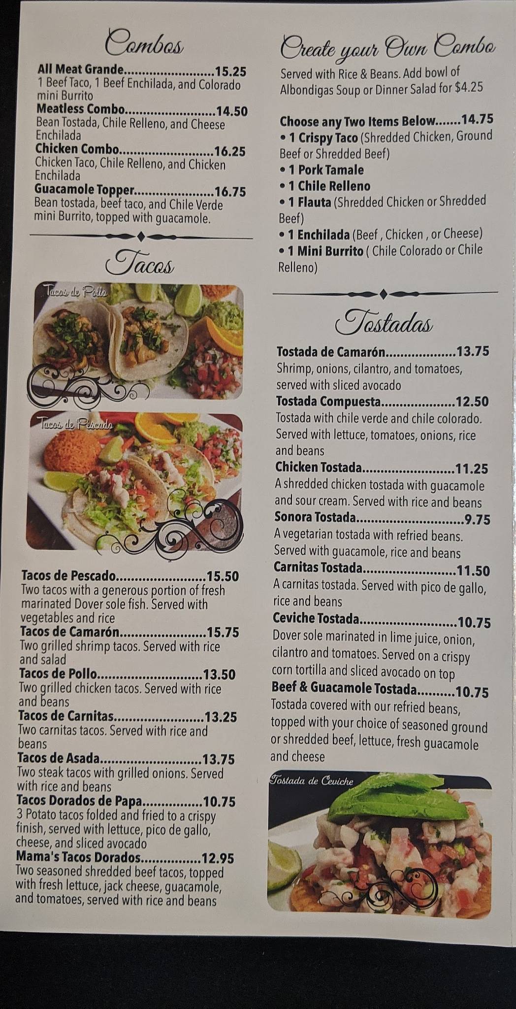 Menu at Chapala Mexican Restaurant, Santa Paula