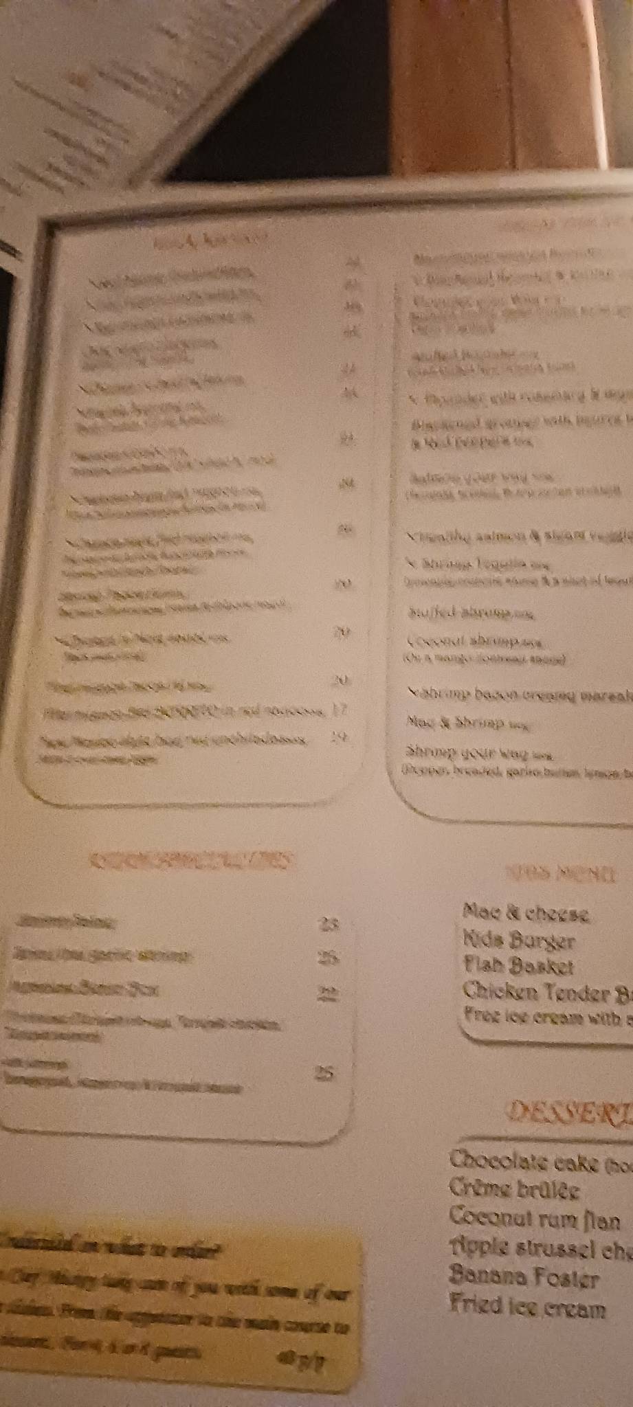 Menu at Chef Mickey's Place restaurant, Puerto Peñasco