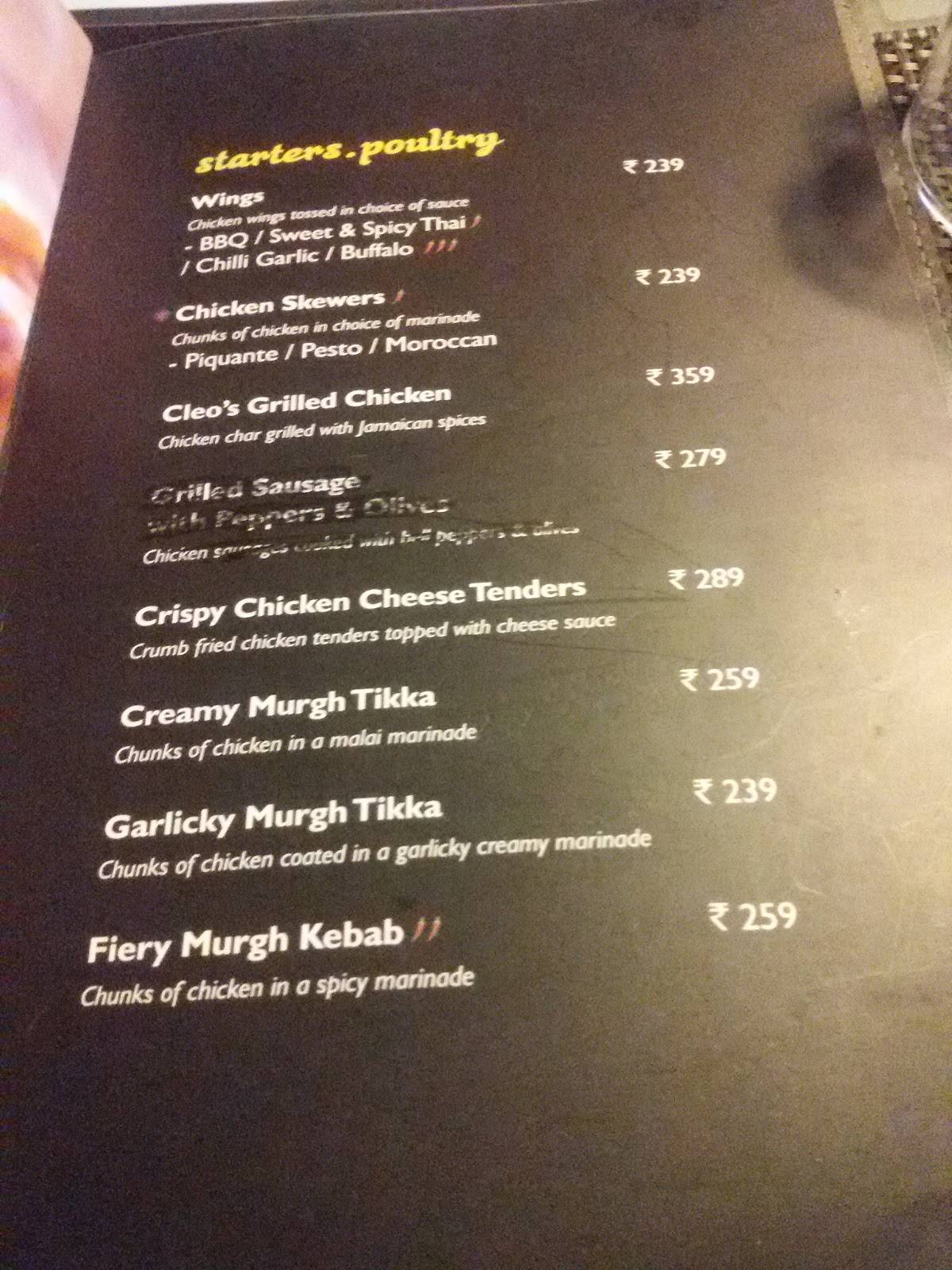 Menu at Cleo's Grill & Cafe, Chennai, 115, No 115, 4th Avenue, Indra Nagar