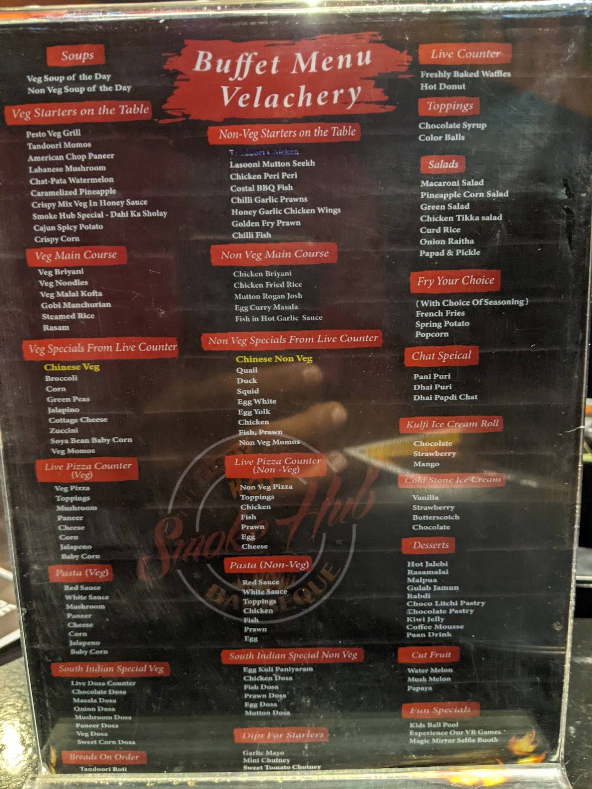 Menu at SMOKE HUB BARBEQUE - VELACHERY, Chennai, OLD NO.56