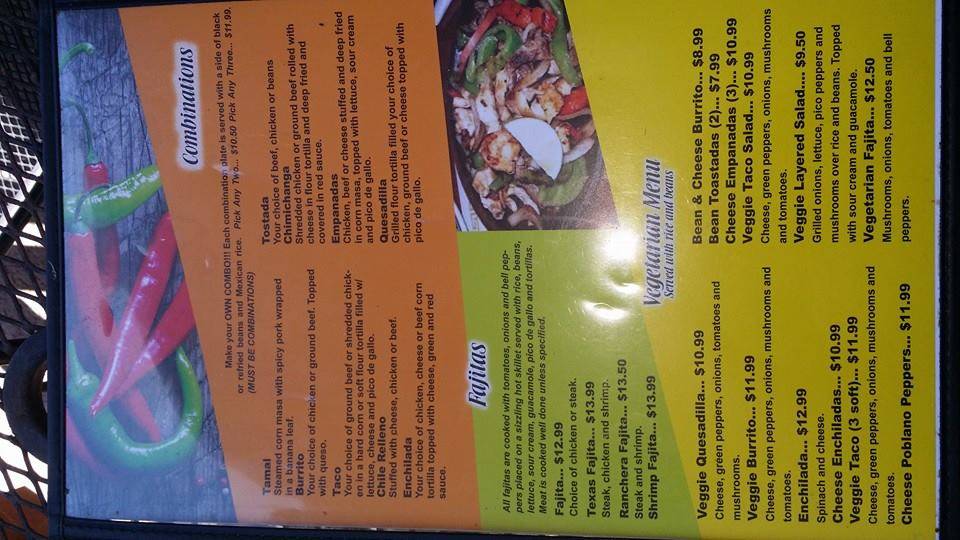 Menu at Chicanos Mexican Restaurant, Venice, U.S. 41 Bypass S
