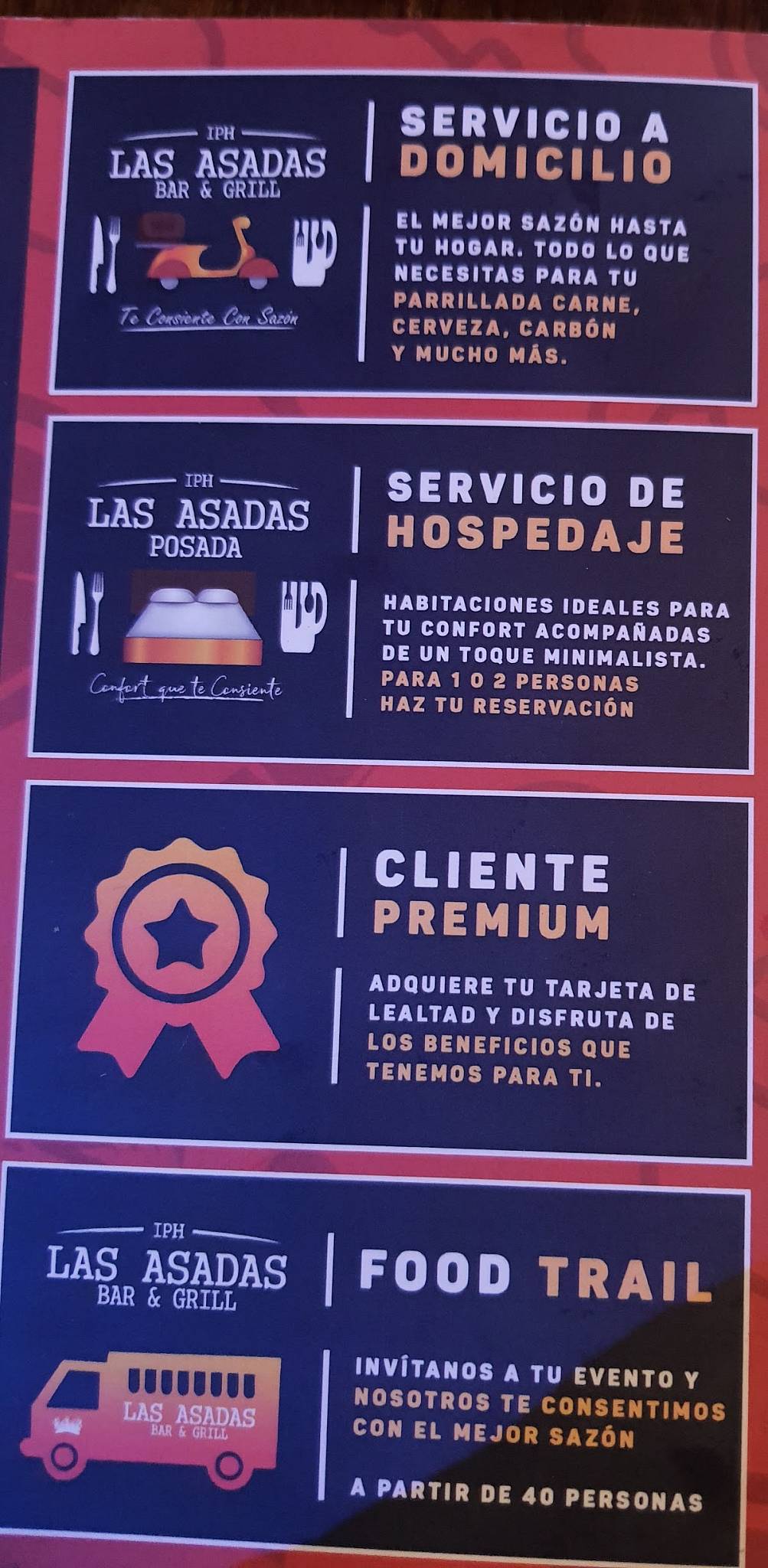 Carta de Las Asadas Bar & Grill, Xochitepec