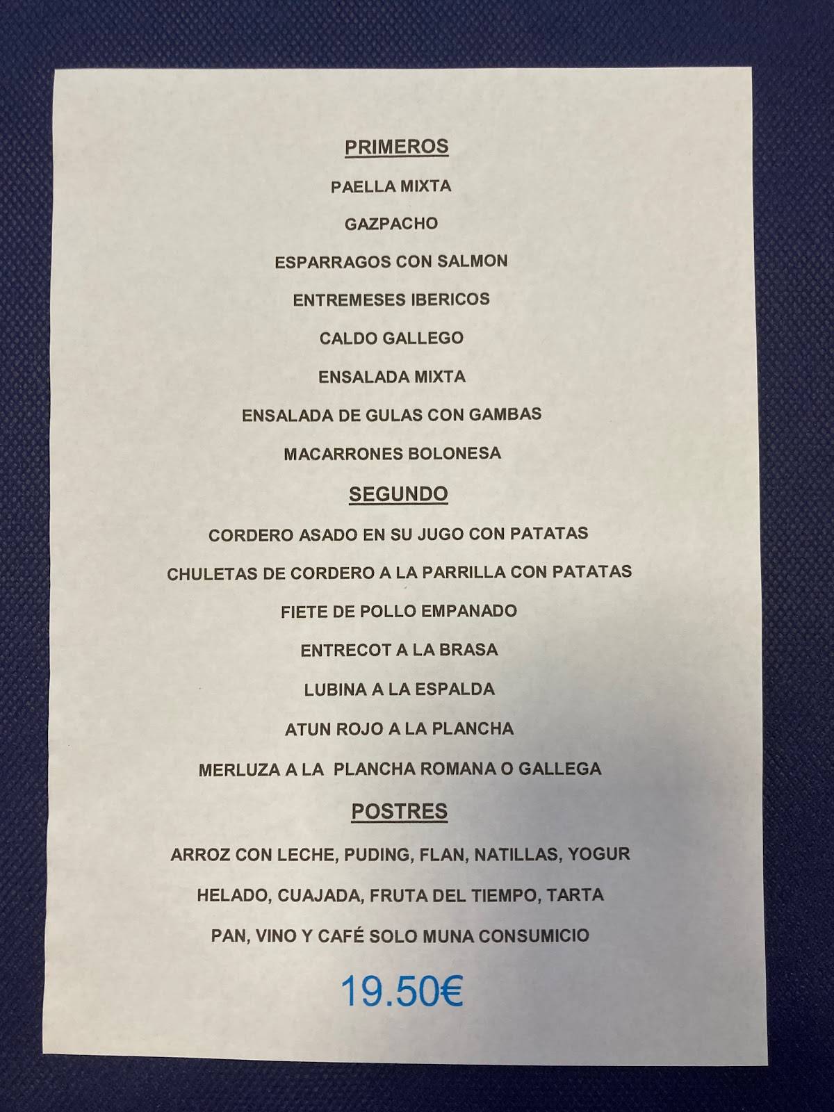 Carta del pub y bar Las Rías, Ciempozuelos