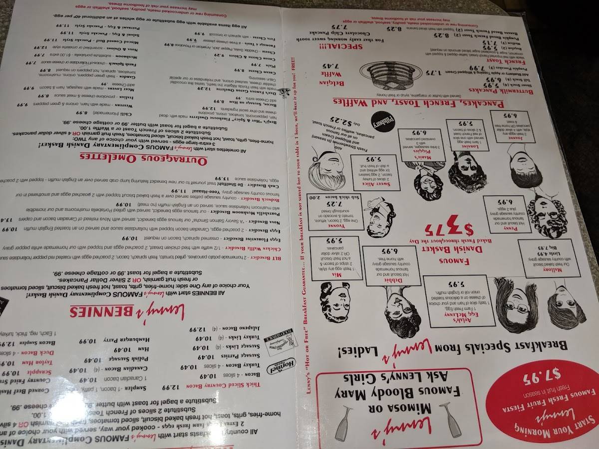 Menu at Lenny’s Restaurant, Clearwater