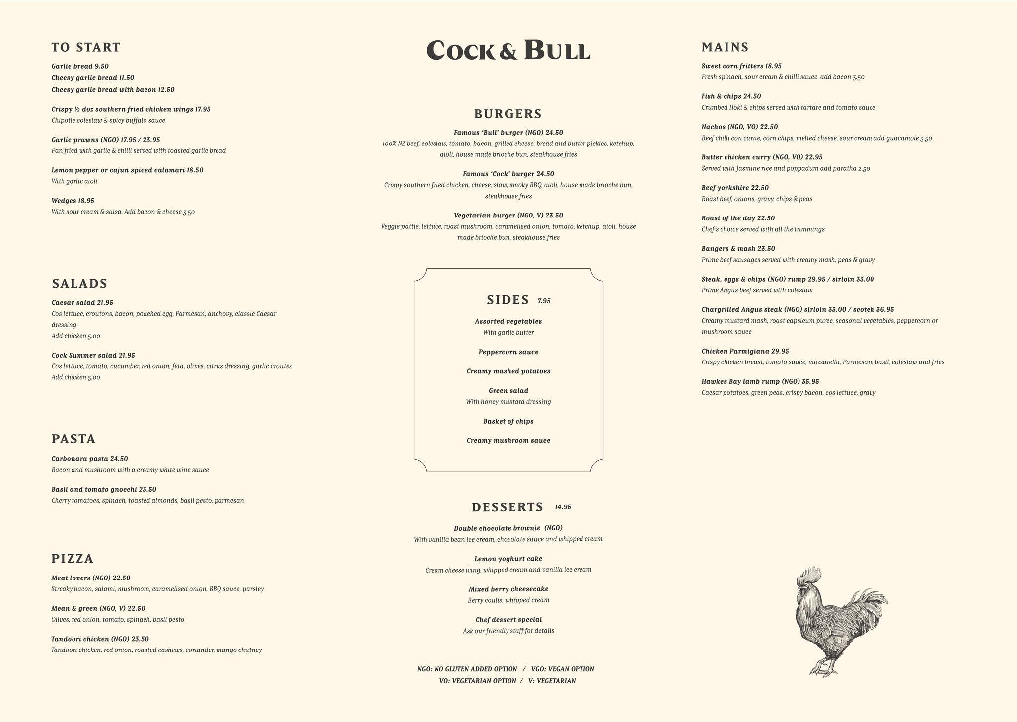 Menu at Cock & Bull Hamilton pub & bar, Hamilton