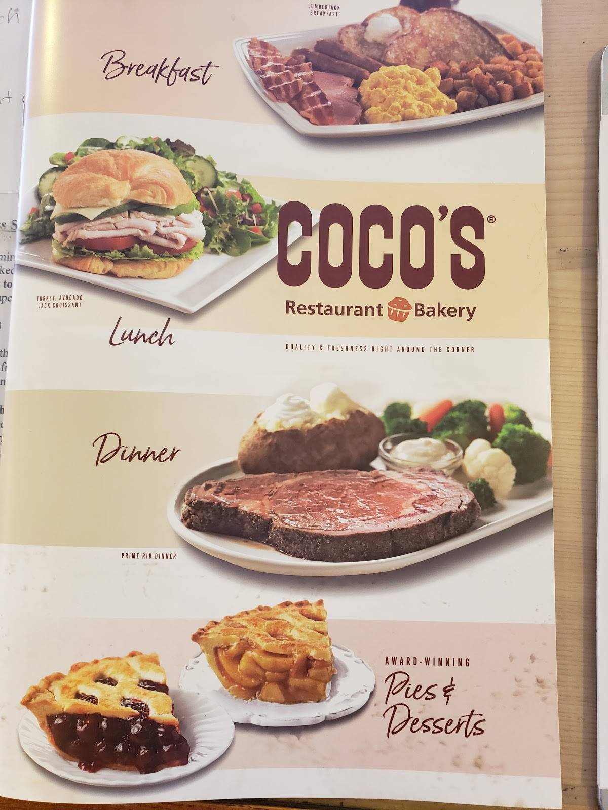 Menu at Coco's Bakery Restaurant, Tucson, 7250 N Oracle Rd