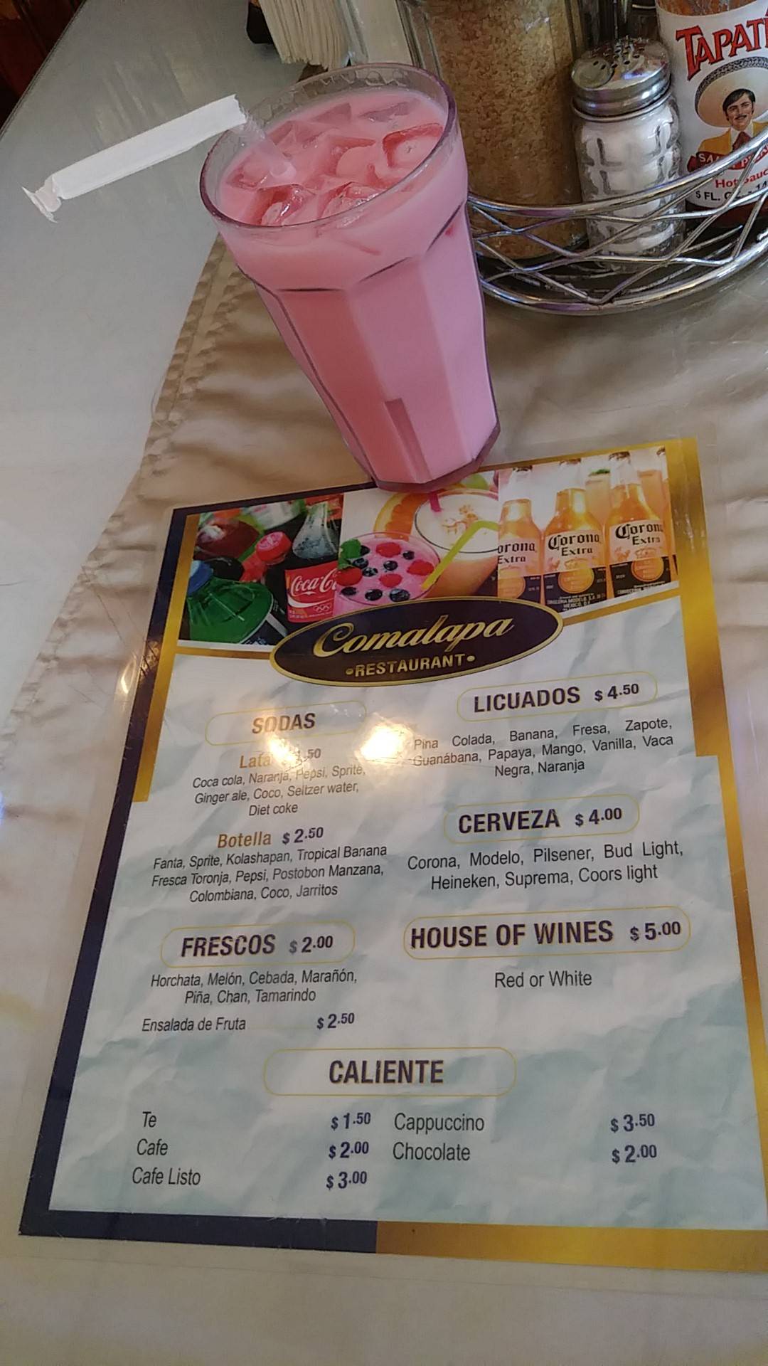 Menu at Comalapa Restaurant BRENTWOOD, Brentwood