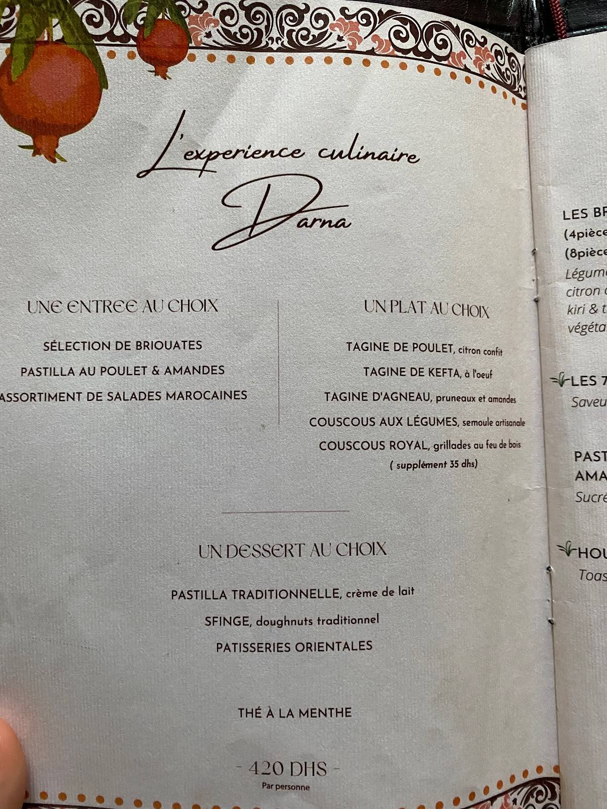 Carta del club Comptoir Darna, Marrakech