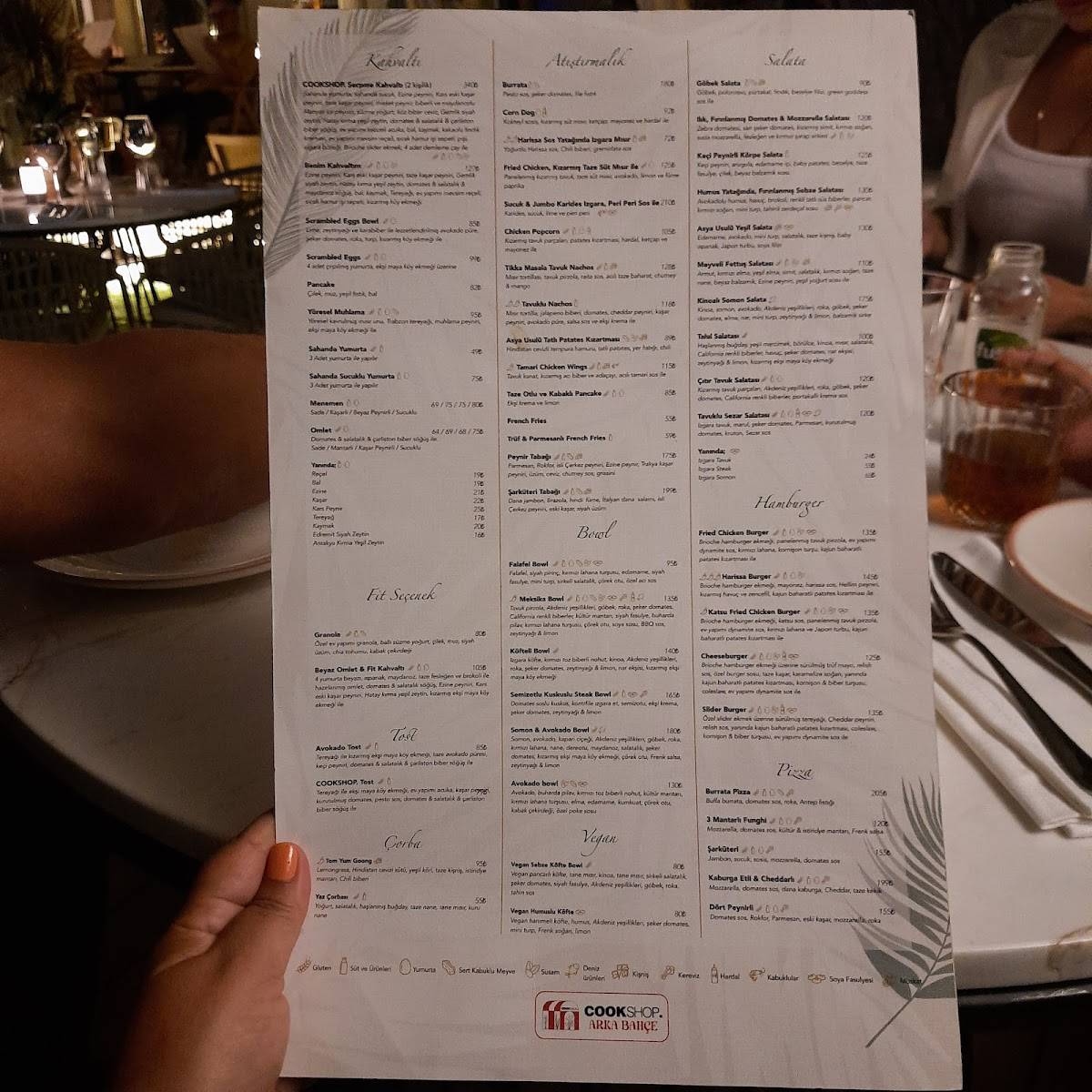 Menu at Cookshop Arka Bahçe Etiler Villa, Istanbul