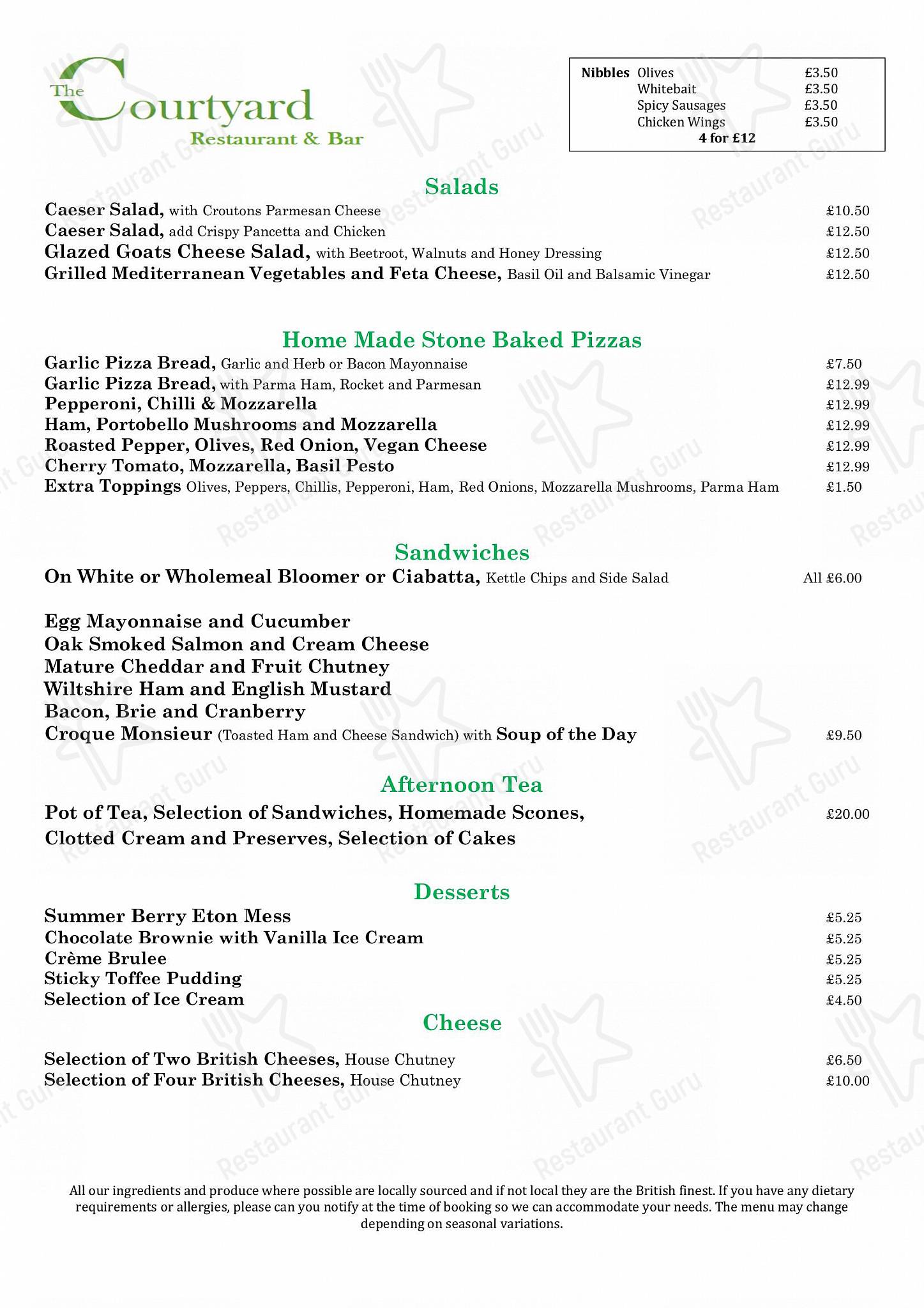 Menu at The Stanwick Hotel restaurant, Stanwick