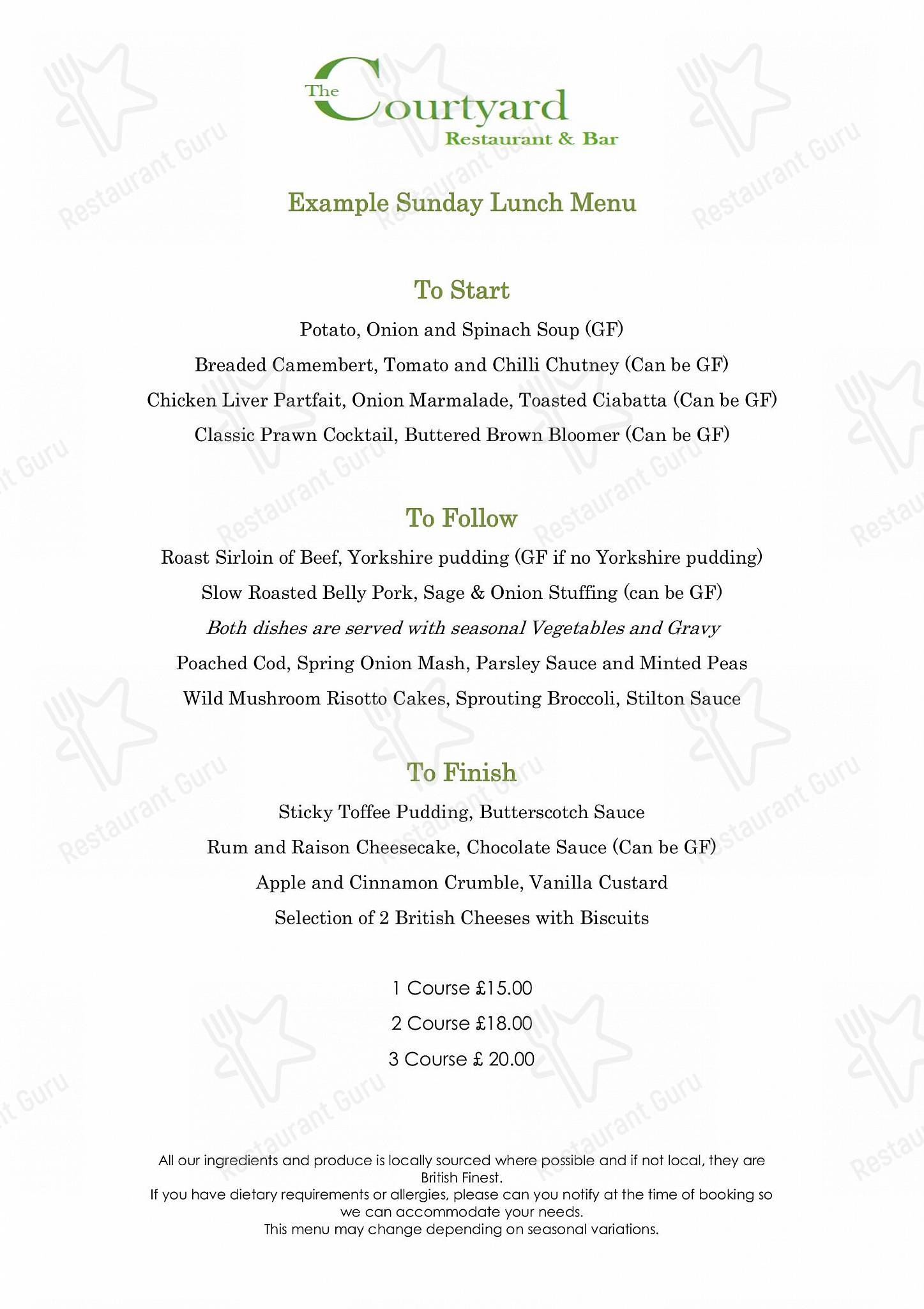 Menu at The Stanwick Hotel restaurant, Stanwick