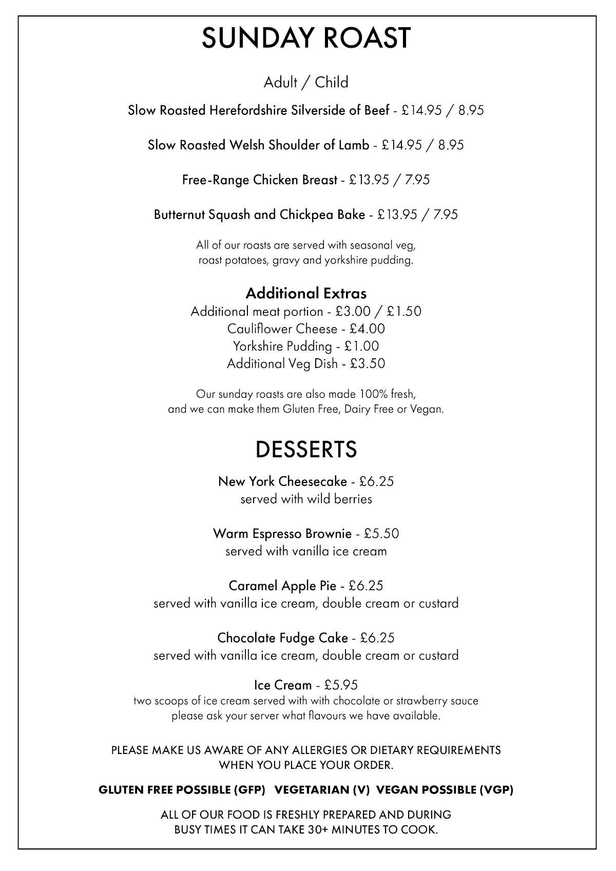 Menu at Creates Monmouth restaurant, Monmouth