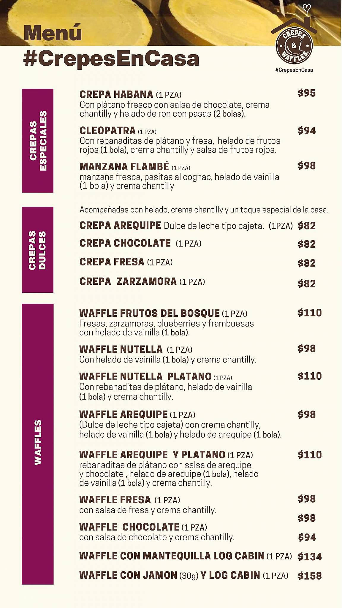 Carta del restaurante Crepes & Waffles, Naucalpan del Juárez, Cto ...