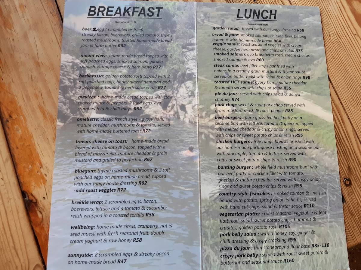 Menu at Crossways Country Kitchen restaurant, Port Elizabeth