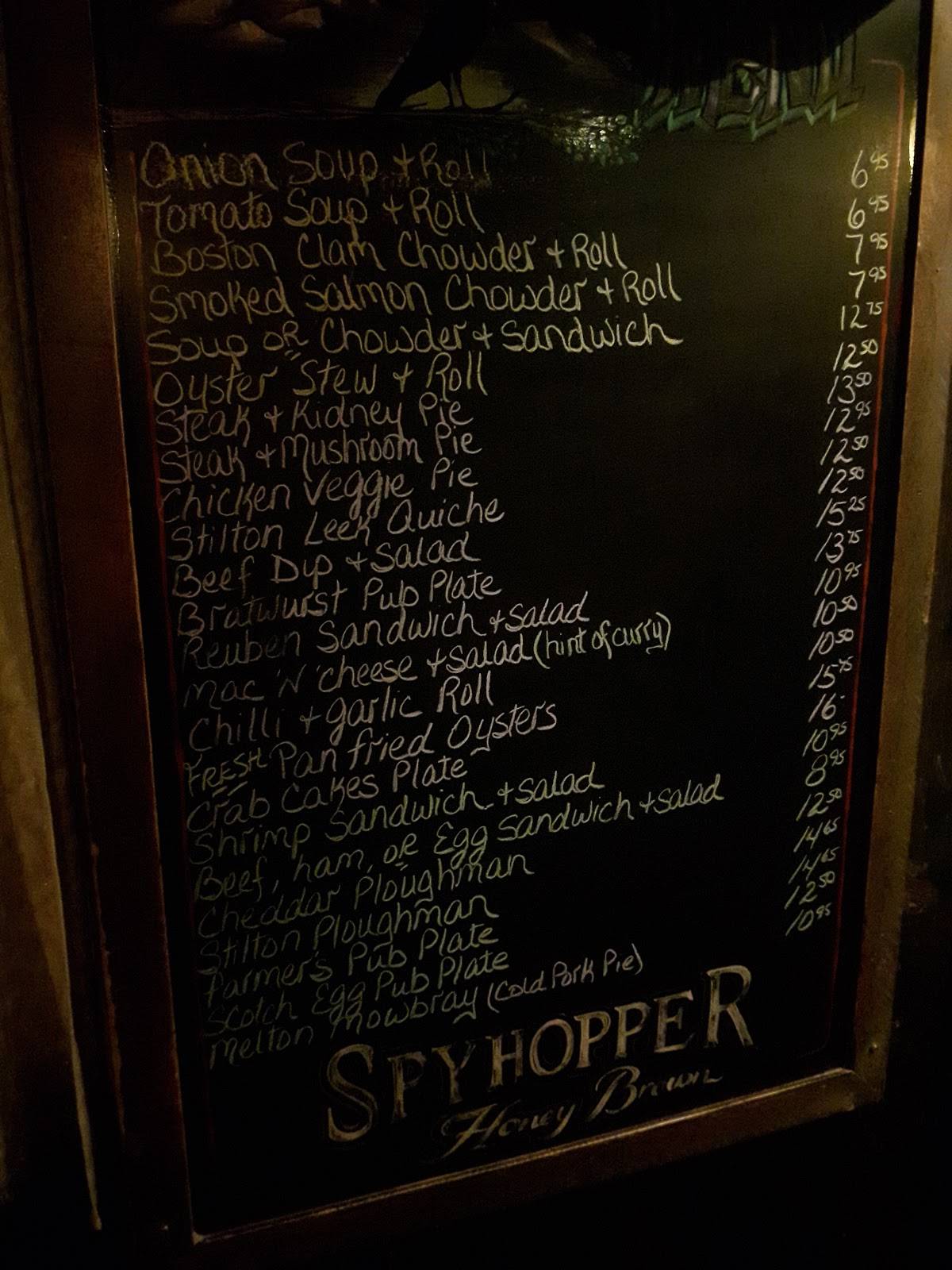 Menu at Crow & Gate Pub, Nanaimo