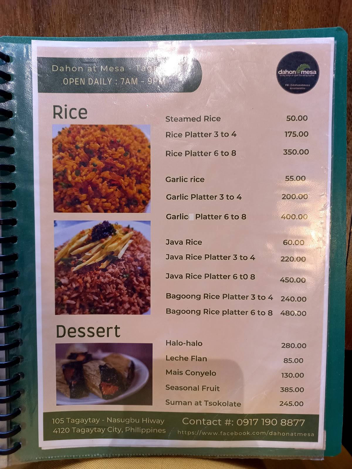 Menu at Dahon at Mesa - Tagaytay restaurant, Tagaytay