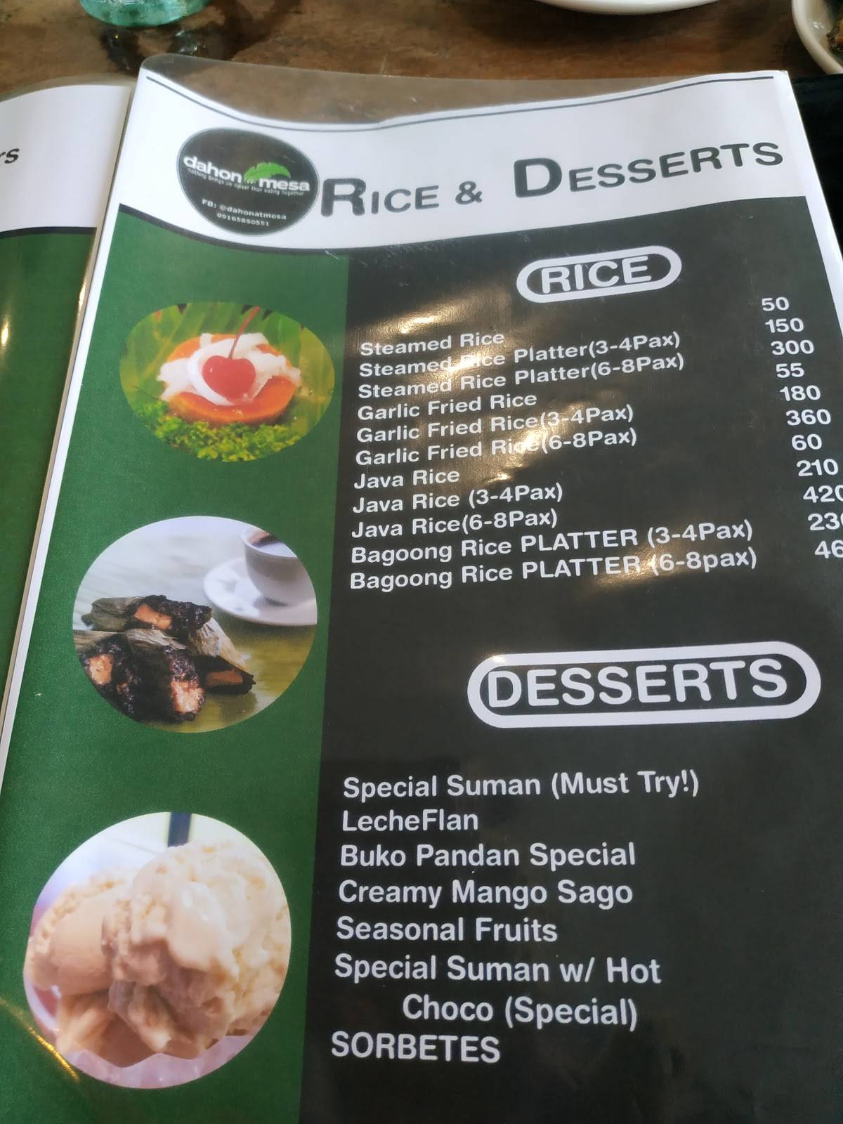 Menu at Dahon at Mesa - Tagaytay restaurant, Tagaytay