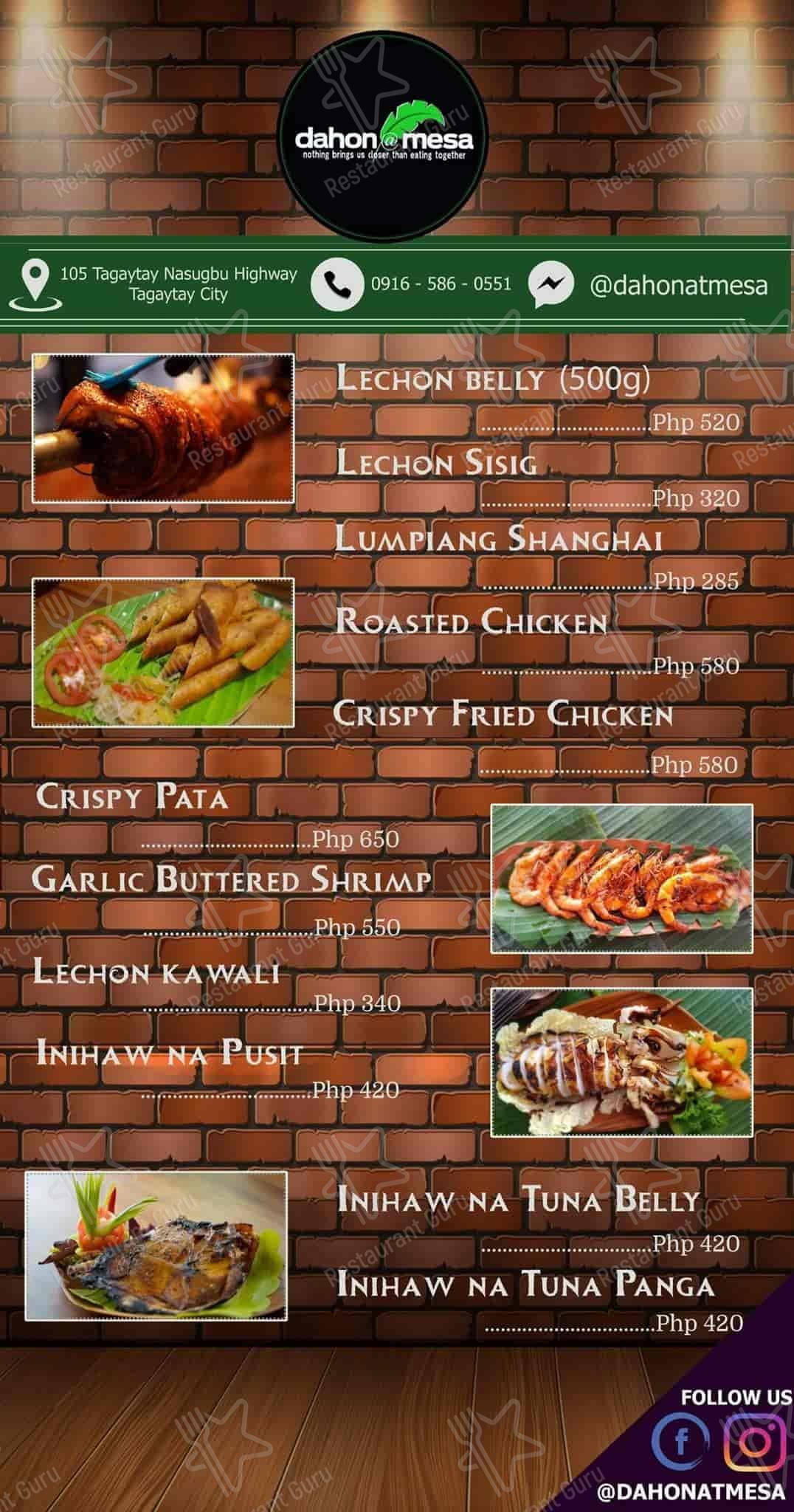 Menu at Dahon at Mesa - Tagaytay restaurant, Tagaytay
