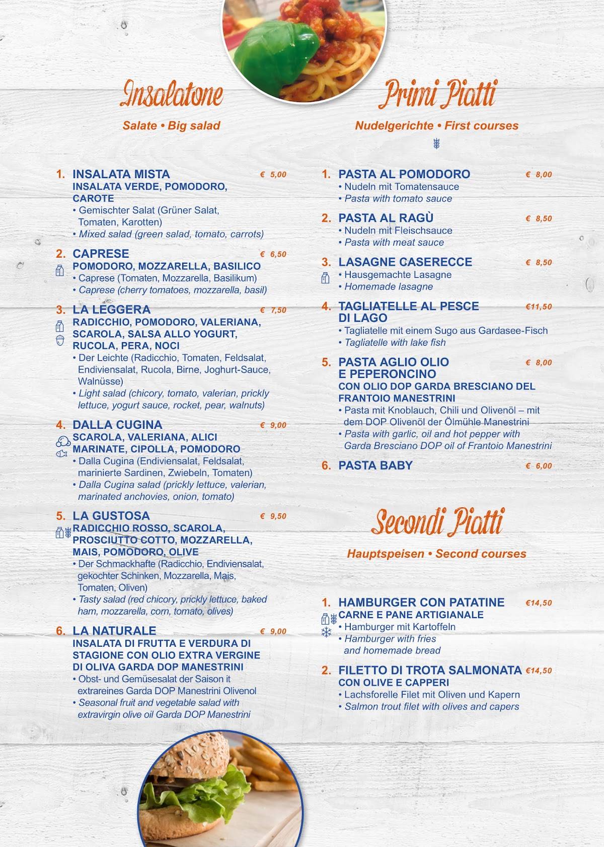 Menu au Dalla Cugina pub et bar, Lido di Manerba