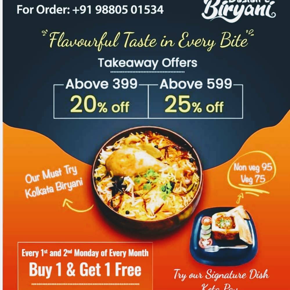 Menu at Dastan-e-Biryani, Bengaluru