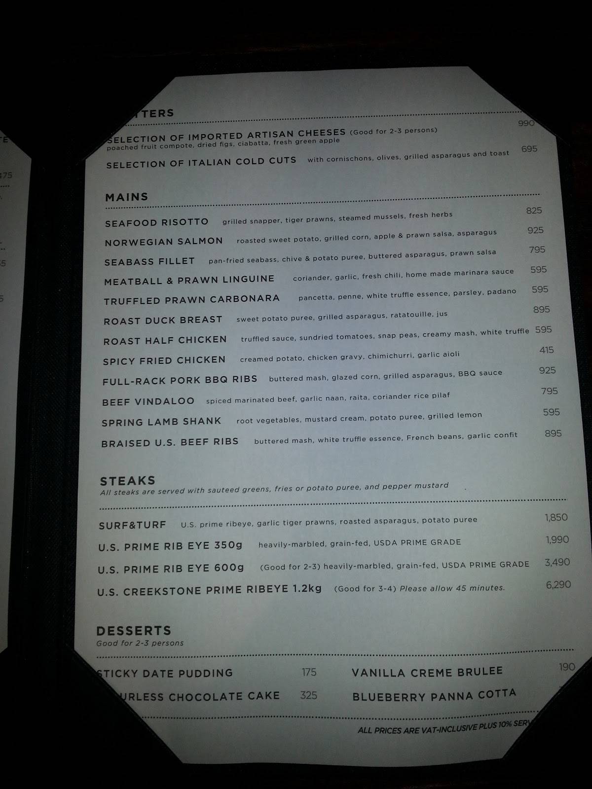 Menu at Bondi&Bourke Davao restaurant, Davao City