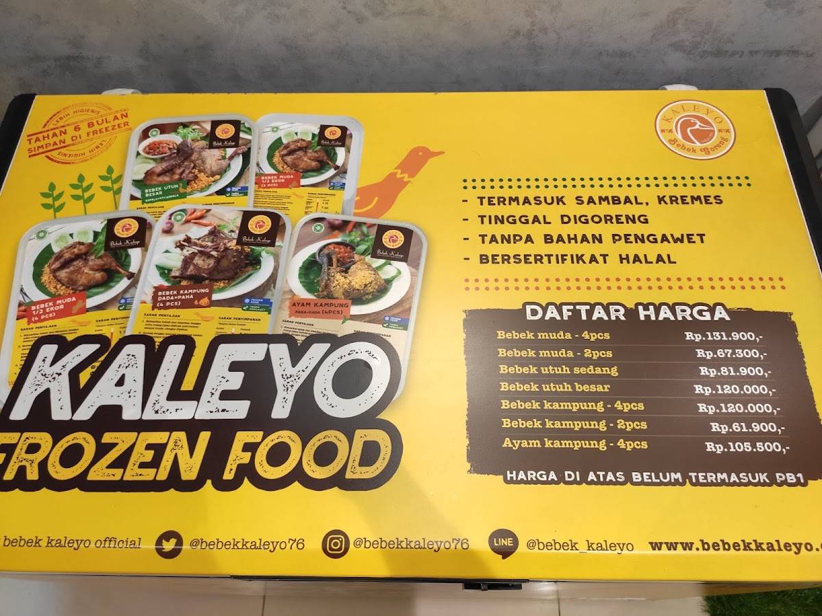 Carta del restaurante Bebek Kaleyo Cinere, Depok