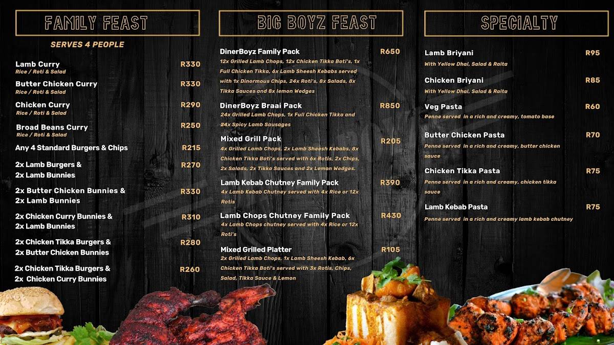 Menu at DinerBoyz Kelvin restaurant, Sandton