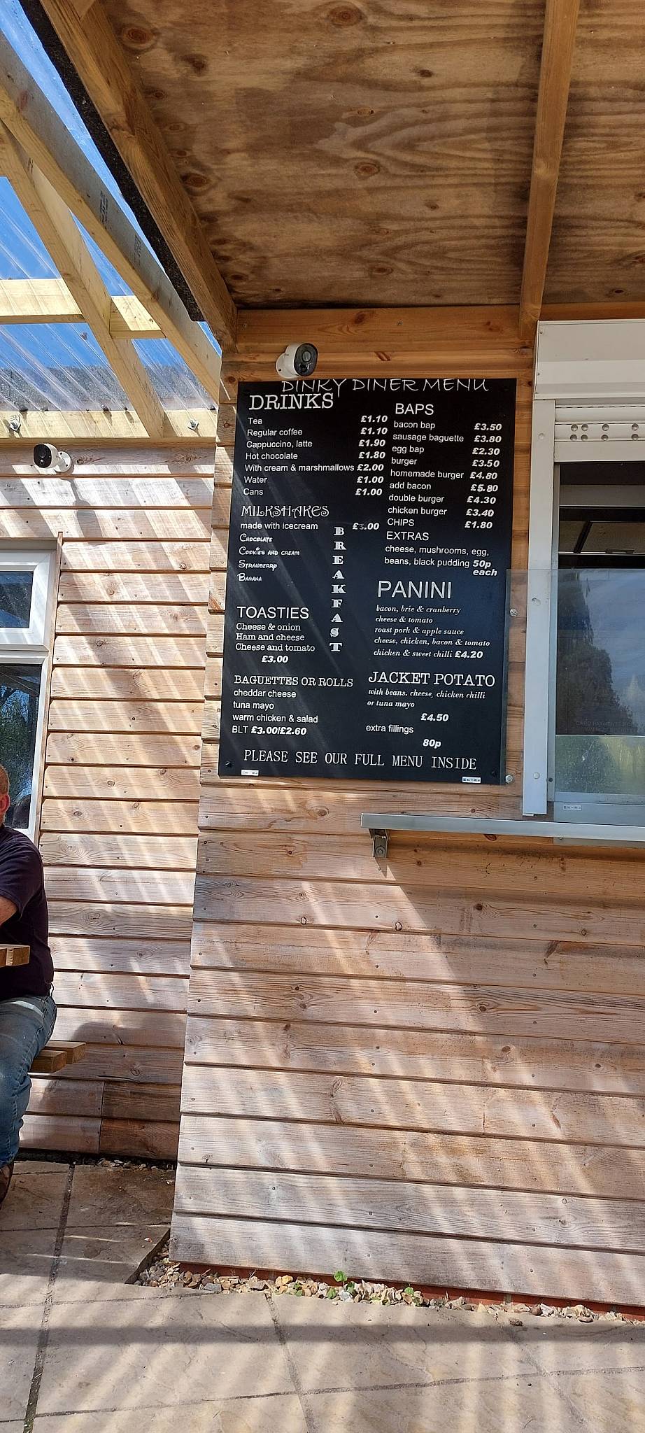 Menu at Dinky Diner cafe, Cholderton, Thruxton Road B3084