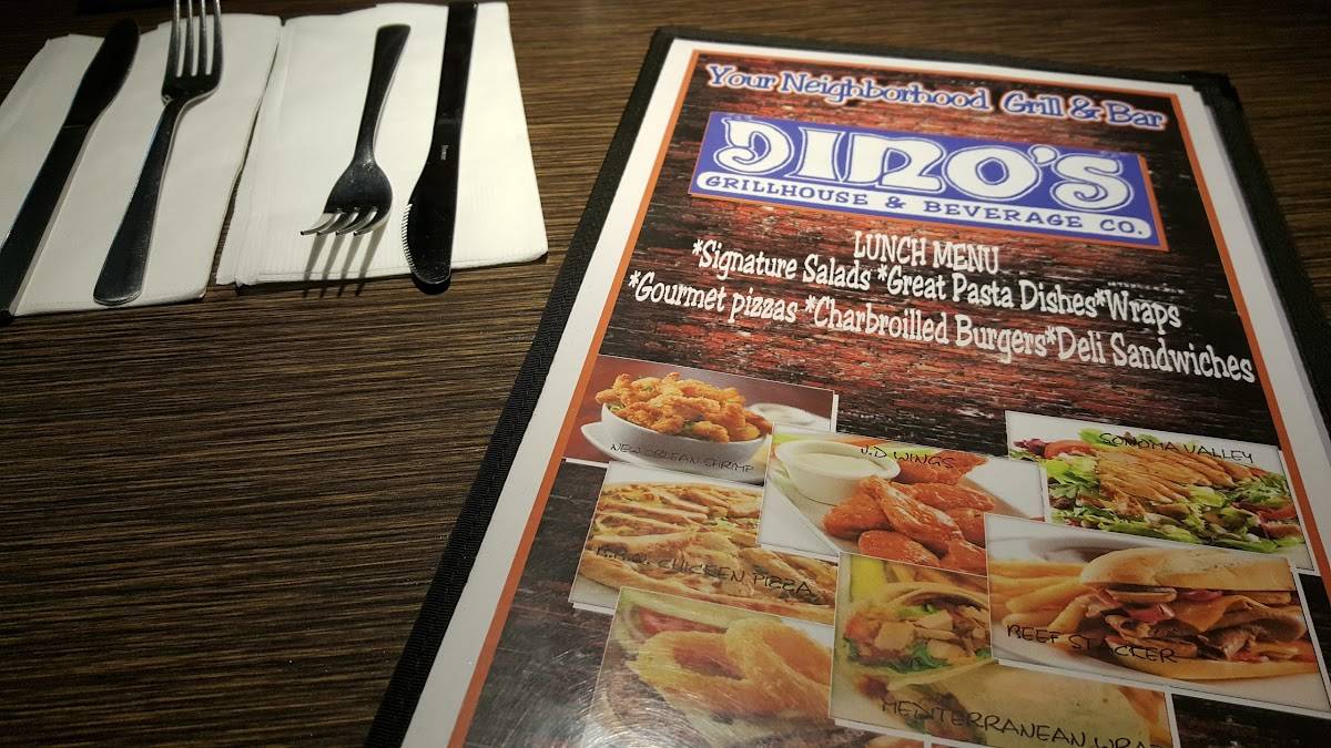 Menu at Dino's Grillhouse restaurant, Ingersoll