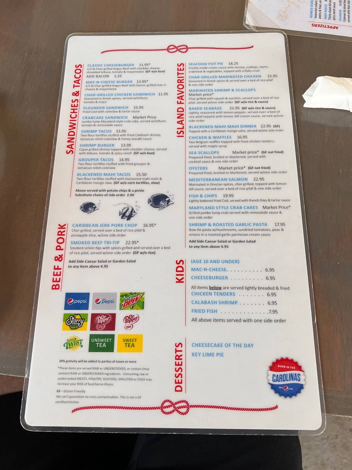 Menu at Dock House Seafood & More restaurant, Holden Beach