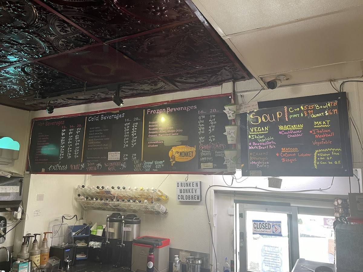 Menu at Drunken Monkey Coffee Bar, Orlando