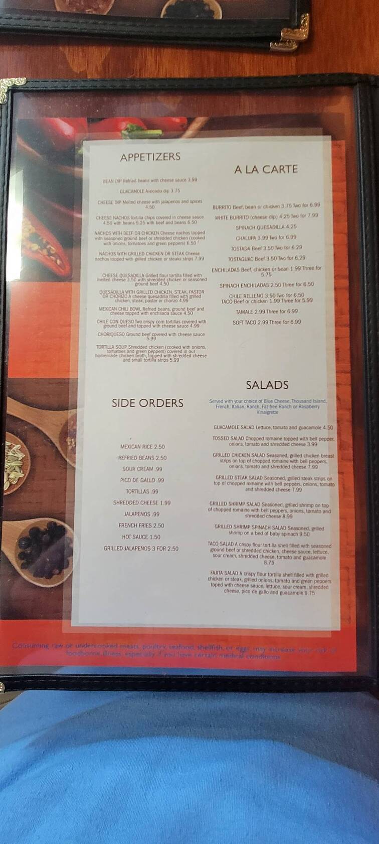 Menu at El Caporal restaurant, Sparta