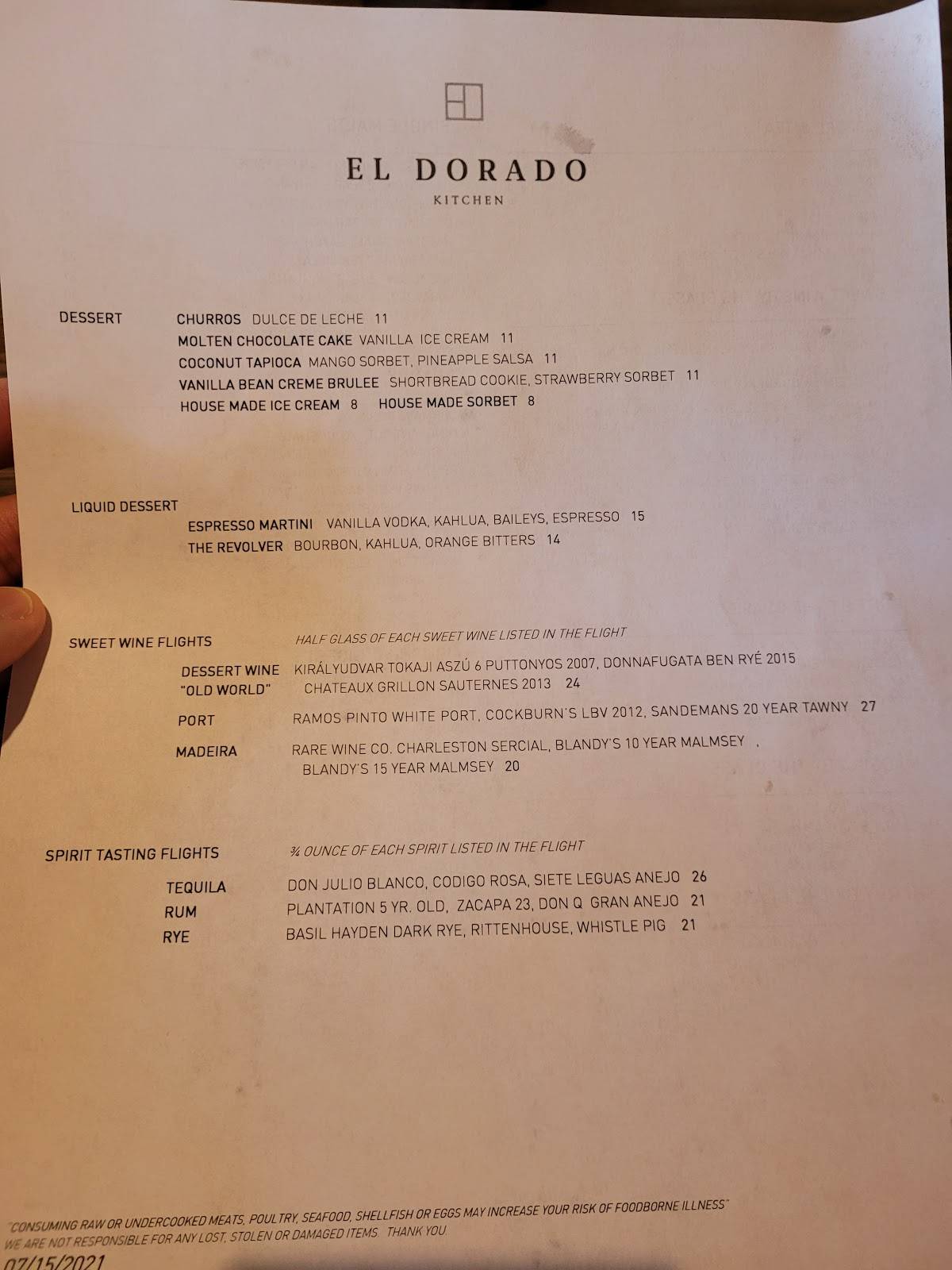 Menu at El Dorado Kitchen restaurant, Sonoma