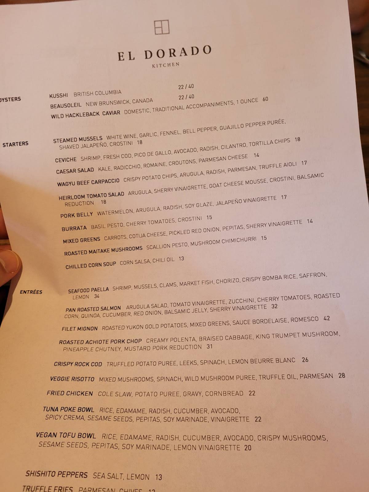 Menu at El Dorado Kitchen restaurant, Sonoma
