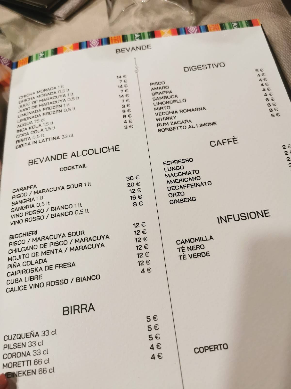 Carta de parrilla El Hornero, Milan, Piazza Monte Titano
