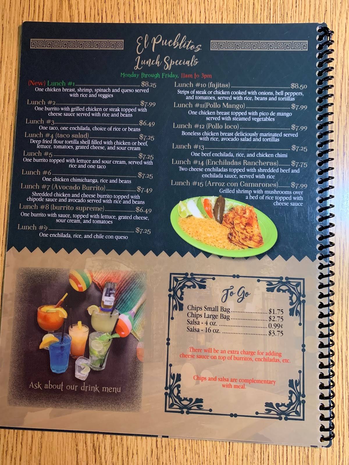 Menu at El Pueblito Mexican Restaurant, Chanute, 101 E 28th St