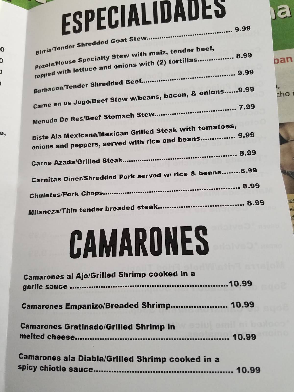 Menu at El Rey Del Taco Taqueria restaurant, Winston-Salem