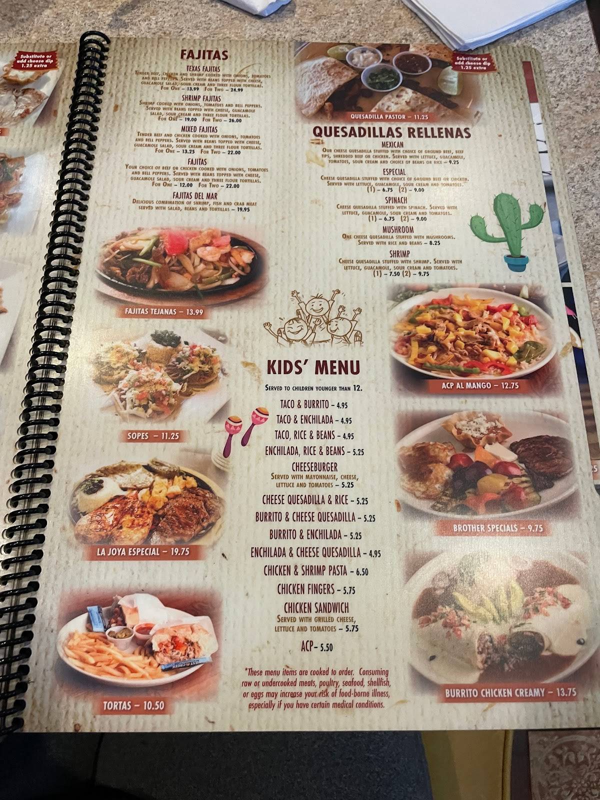 Menu at El Sarape Mexican Restaurant, Hickory