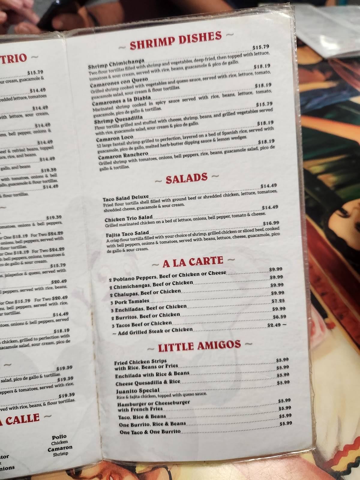 Menu at El Trio Mexican Restaurant, Alma, 214 US-64
