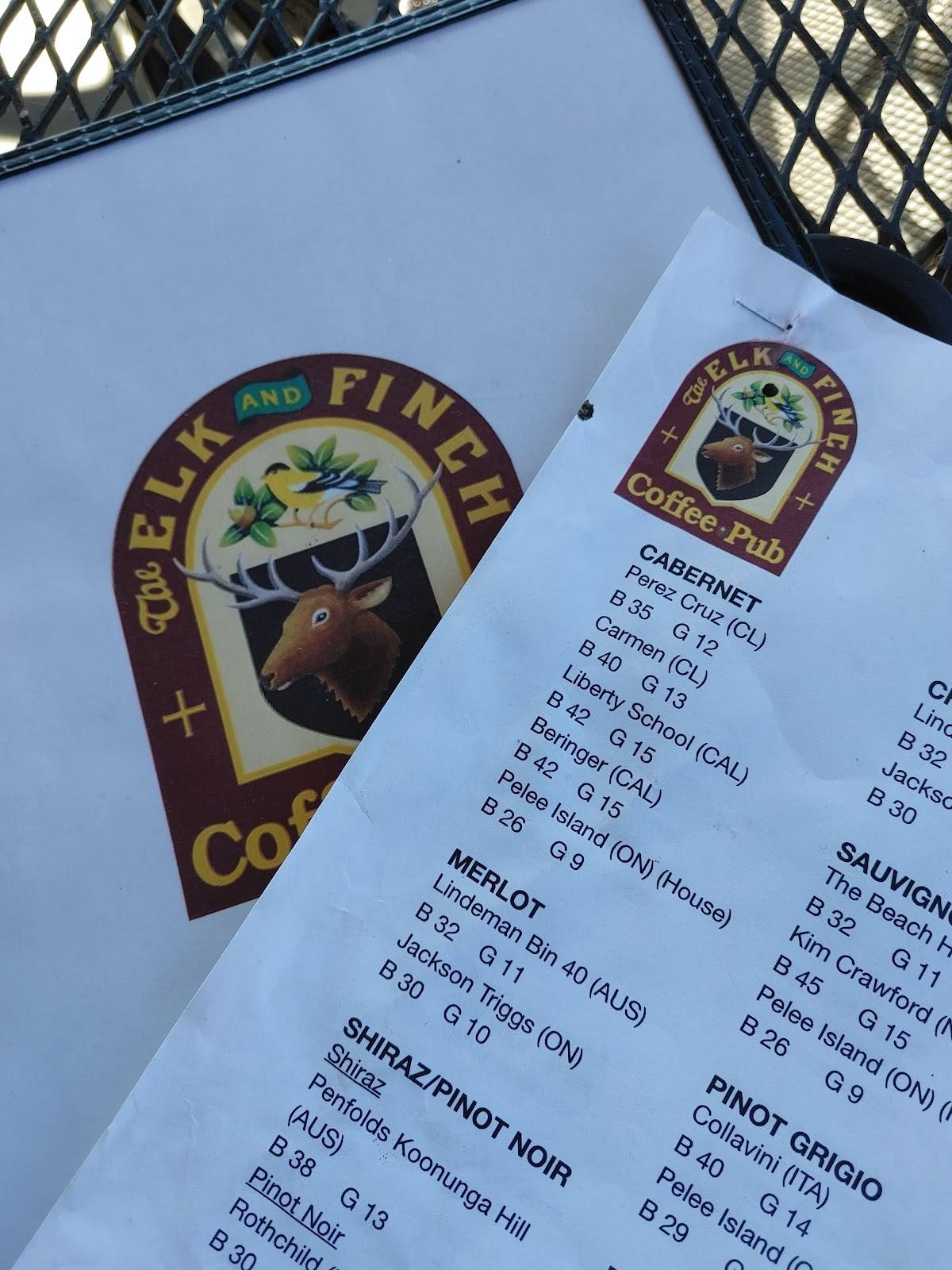 Menu at Elk & Finch Coffee Pub, Southampton