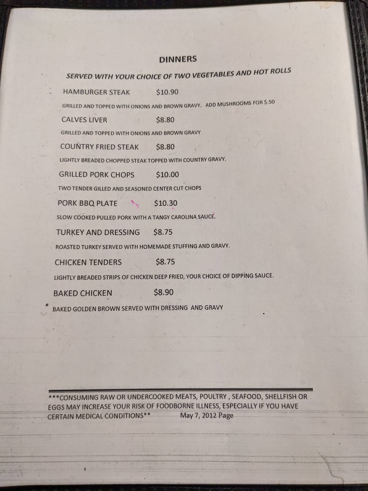 Menu at Farmers Cafe, Blackstone