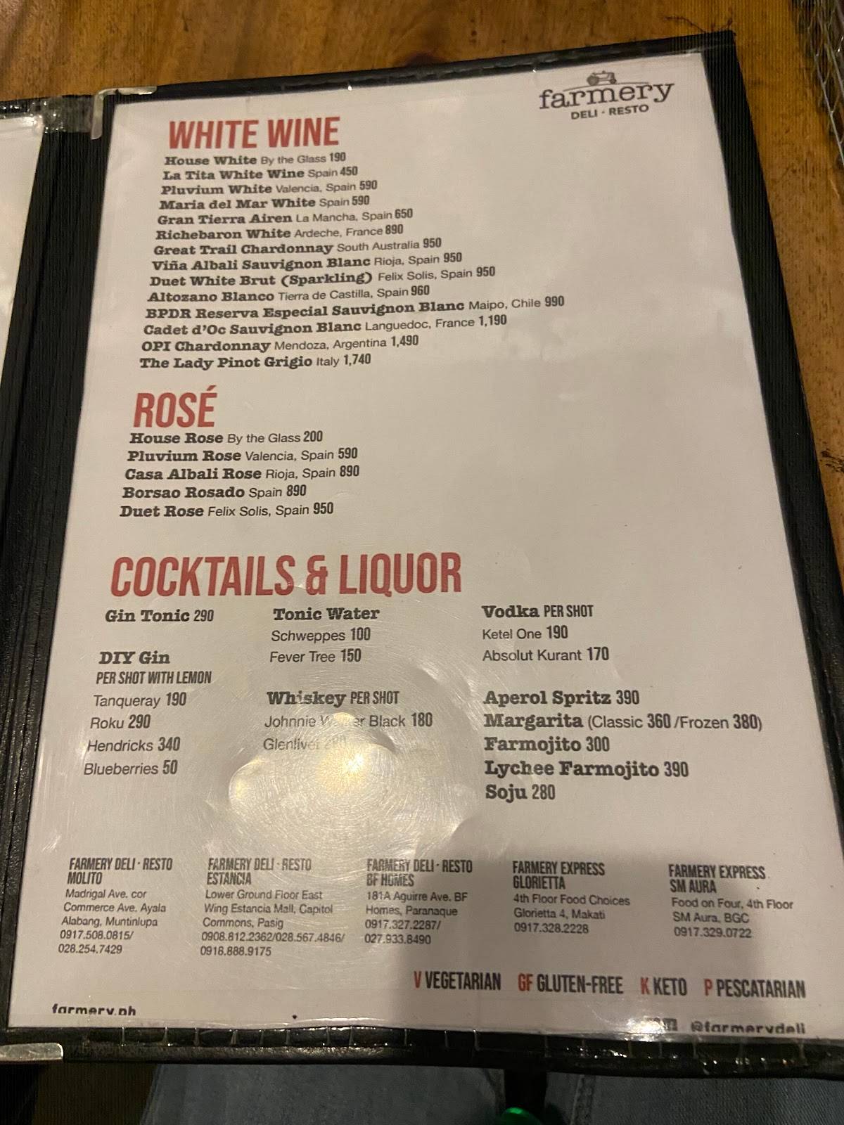 Menu at Farmery Deli-Resto Molito restaurant, Muntinlupa