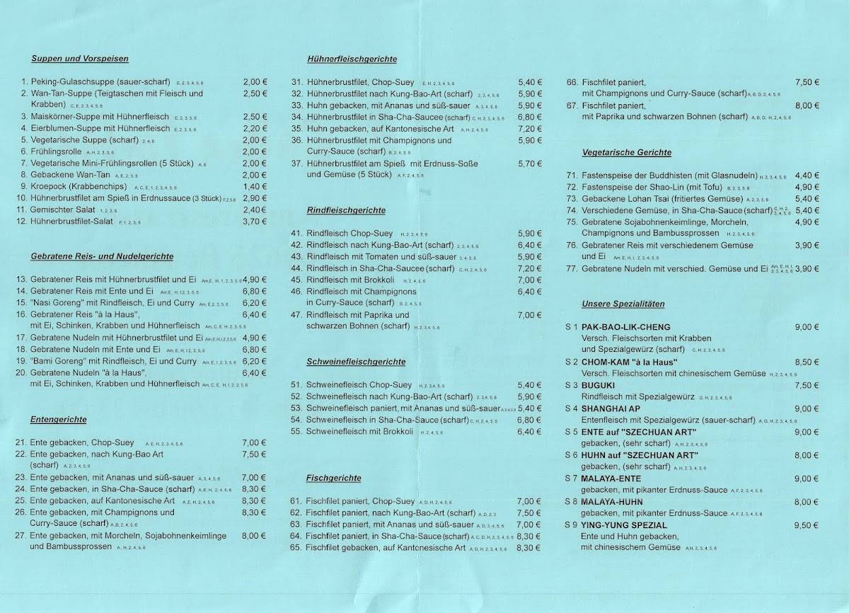 Speisekarte von China Imbiss - Fast Food Fung, Bensheim