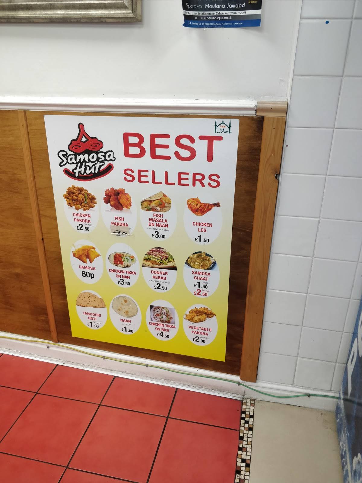 Menu at Samosa Hut fast food, Nelson