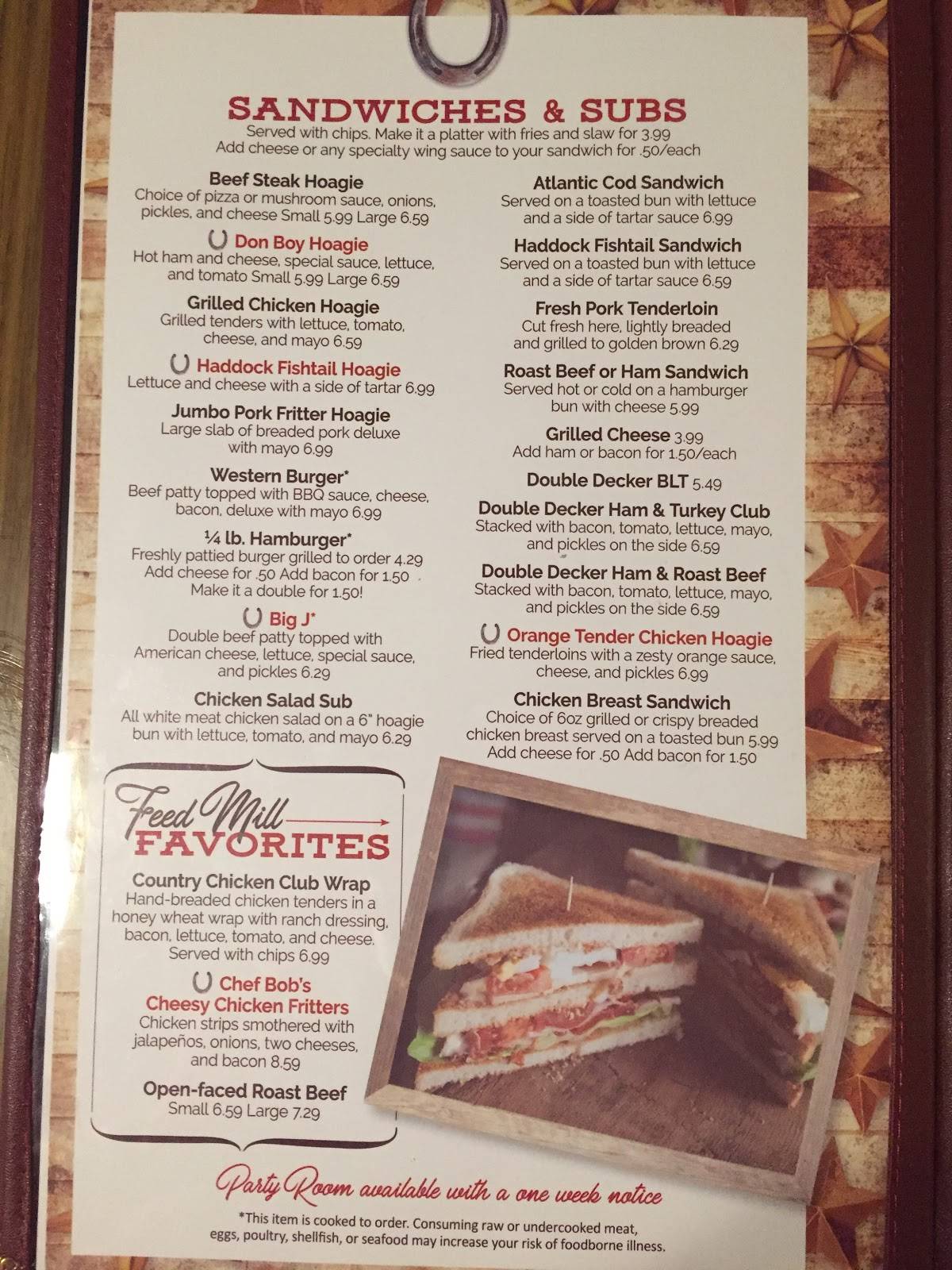Menu at Feed Mill Restaurant & Pizza, Felicity
