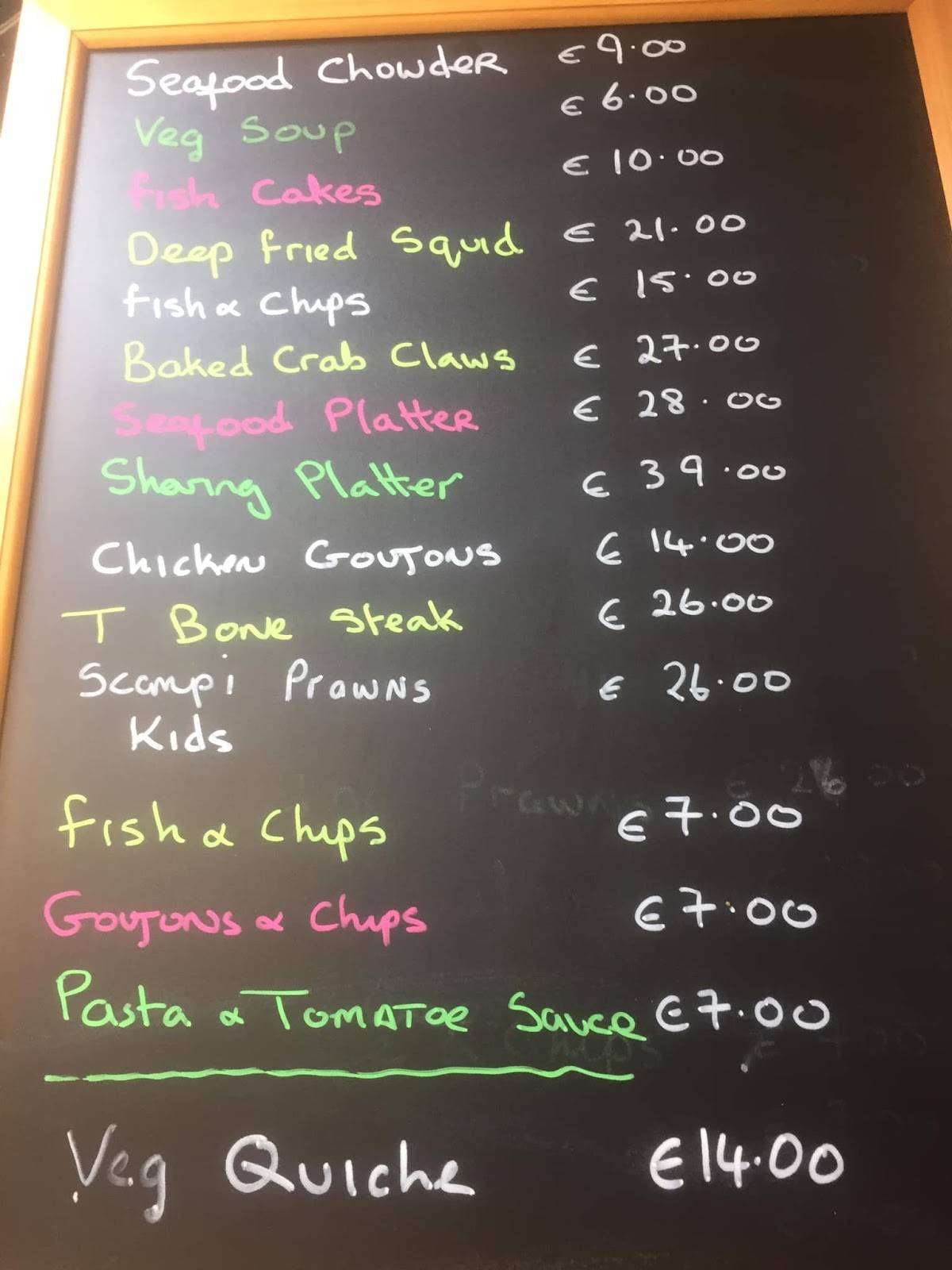 Menu at Fisherman's Bar & Skellig Restaurant Portmagee, Portmagee