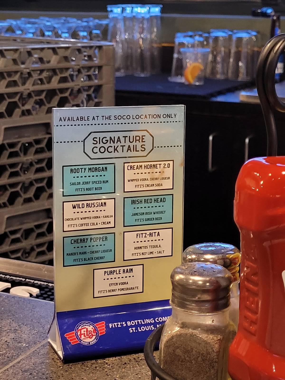 Menu at Fitz's SoCo desserts, Sappington