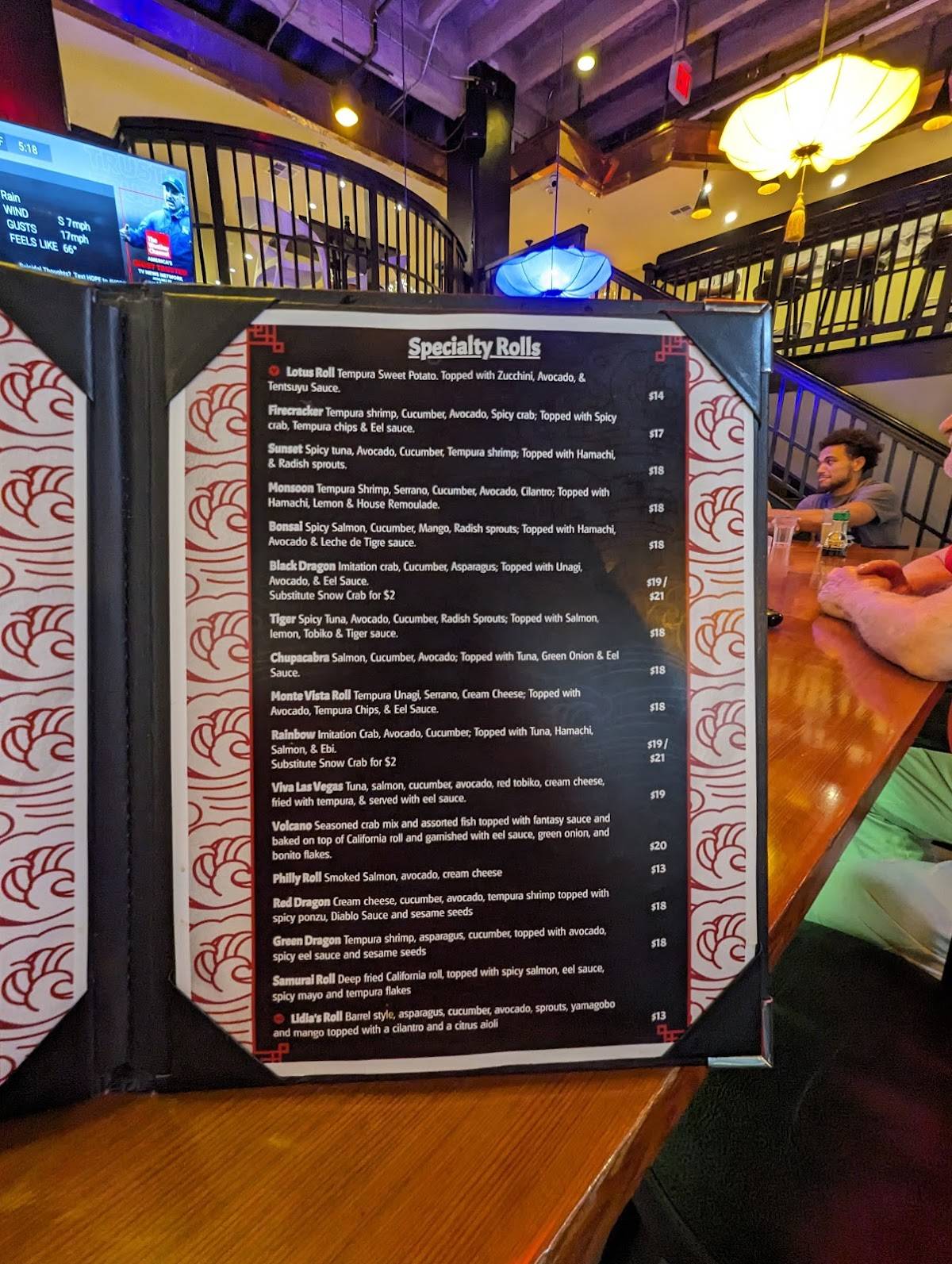 Menu at Lotus Lounge restaurant, Flagstaff